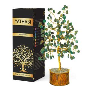 yathabi green aventurine - crystal tree for positive energy - chakra money tree - green adventurine stone - chakra tree - crystals for luck - crystal bonsai tree - crystal gift