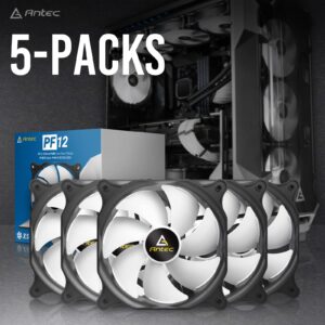 Antec 120mm Case Fan, PC Case Fan High Performance, 3-pin Connector, F12 Series 5 Packs, Compatible with Desktop