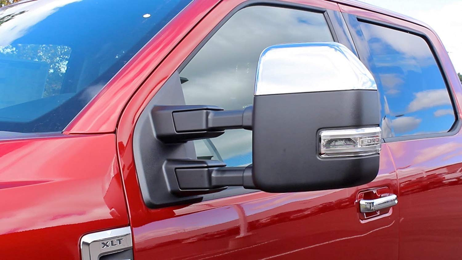 eLoveQ CHROME TOP HALF MIRROR COVERS FOR 2017-2019 FORD F-250/ F-350 Super Duty, Tow Mirror Cover