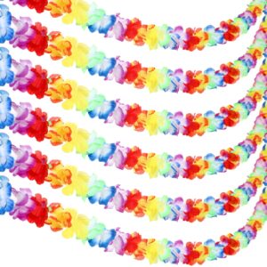 jovitec multicolor tropical flower lei garland flower leaves banner for hawaiian luau decorations (style b, 10 pack)