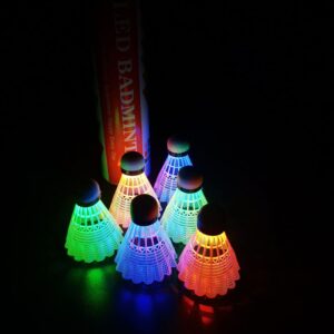 Senston LED Badminton Shuttlecocks Nylon, Dark Night Glow Badminton Ball Lighting for Outdoor Indoor Sports Activities 6 Pack