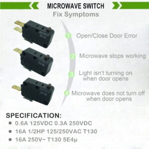 LONYE W10727360 & W10269458 & W10269460 Microwave Door Switch Replacement for Whirlpool Microwave SZM-V16-FC-61 SZM-V16-FC-62 SZM-V16-FC-63