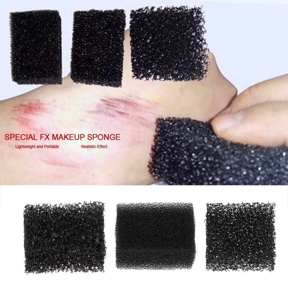 MEICOLY Stipple Sponge Halloween Makeup Xmas Blood Scar Stubble Wound Cosplay Art Shaping Special Effects,3pcs,Black