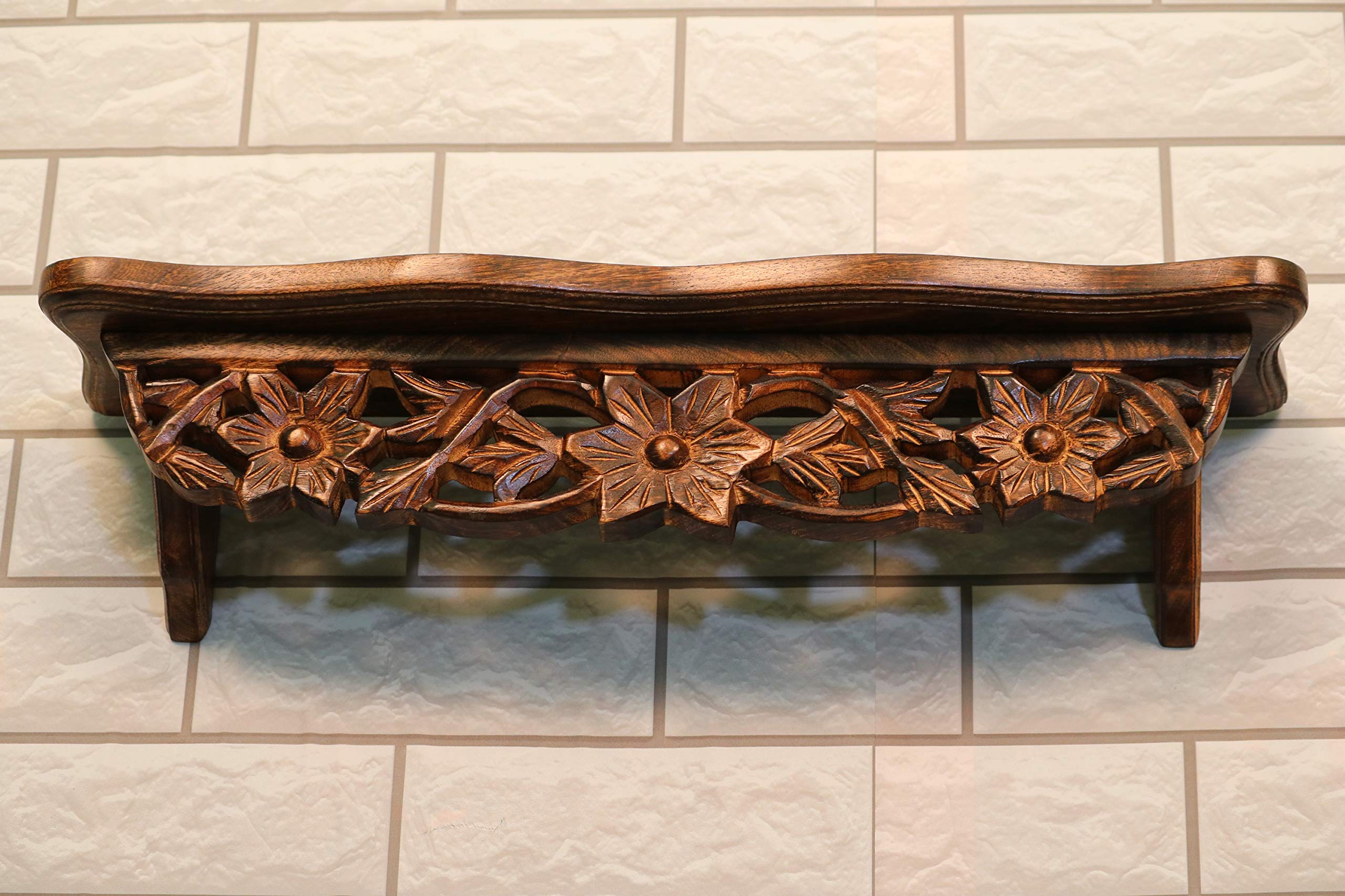 Worthy Shoppee Hand Carved Wall Decor Shelf for Living Room Home Office Drawing Room