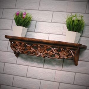 Worthy Shoppee Hand Carved Wall Decor Shelf for Living Room Home Office Drawing Room