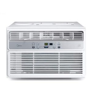 midea 8,000 btu easycool window air conditioner, dehumidifier and fan - cool, circulate and dehumidify up to 350 sq. ft, reusable filter, remote control, white