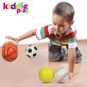 Kiddie Play Set of 4 Balls for Toddlers 4" Soft Soccer Ball for Kids