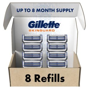 gillette skinguard mens razor blade refills, 8 count, designed for men with skin irritation