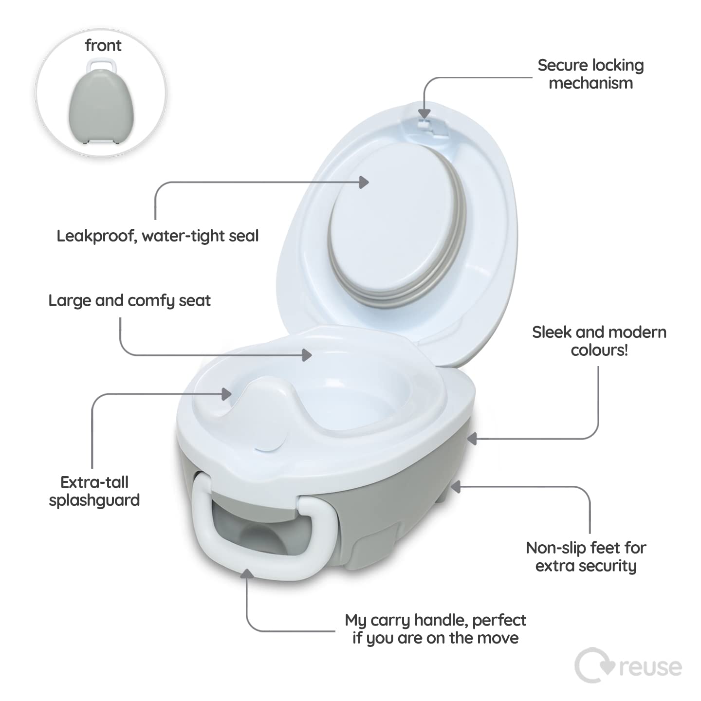 My Carry Potty - Grey Pastel Travel Potty, Award-Winning Portable Toddler Toilet Seat for Kids to Take Everywhere