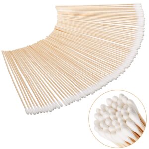 Norme 6 Inch 500 Pcs Long Cotton Swabs with Wooden Handles Cleaning Swabs Cotton Buds for Oil Makeup Eye Ears Eyeshadow Brush and Remover Tool in Storage Case(Round Tip)