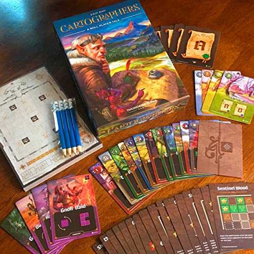 Thunderworks Games - Cartographers: A Roll Player Tale | Award-Winning Game of Fantasy Map Drawing | Strategy Board Game | Flip and Write | Family Game for 1-100 Players | 30-45 Minutes