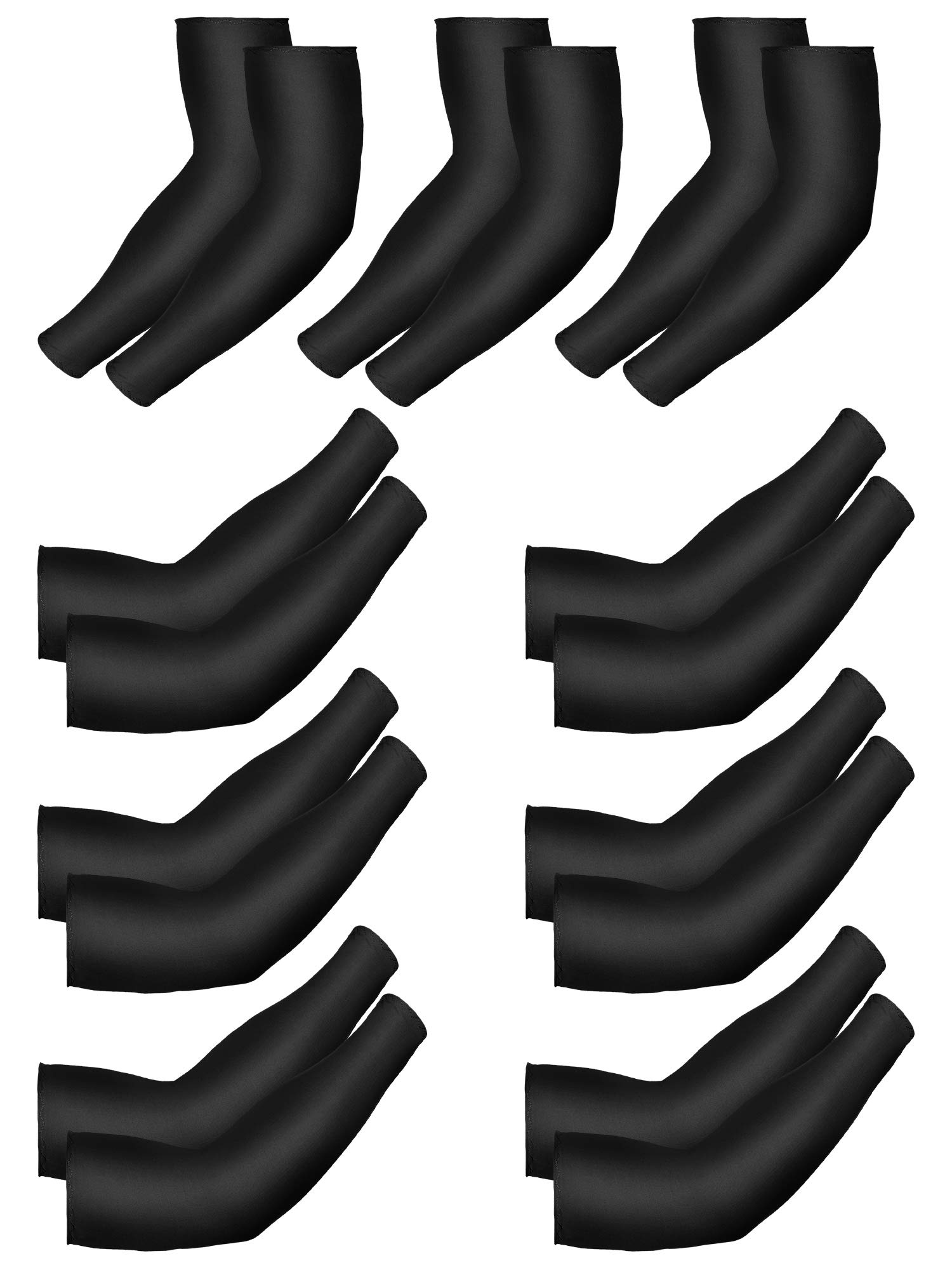 9 Pairs Unisex UV Protection Arm Cooling Sleeves Ice Silk Arm Cover for Men Women, Black