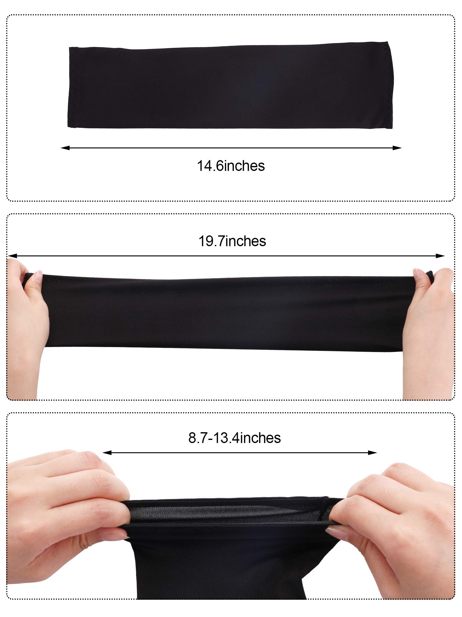 9 Pairs Unisex UV Protection Arm Cooling Sleeves Ice Silk Arm Cover for Men Women, Black