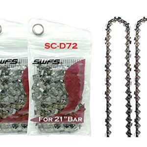 Reliable (2-PACK) Replacement D72 Full Chisel Saw Chain for 20 Inch Bar (actual 21"), Fits Husqvarna, Poulan, Craftsman, Makita, Stihl and others