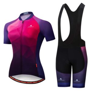 uriah women's cycling jersey bib shorts sets short sleeve reflective dark red size xl(cn)