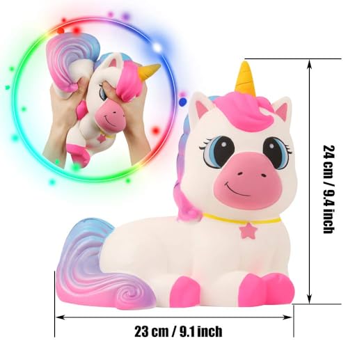 Anboor Squishys Animal Toy 9.1" Jumbo Squishies Unicorn Kawaii Stress Relief Toy Soft Scented Squeeze Gift ADHD Kids Adults