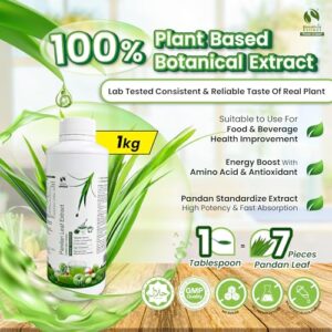 3 X Natural Color Chlorophyll of Pandan Leaf Extract Concentrate for Bakery & Beverage (1000g) Standardized Plant Extract of The East, Natural Asian Gourmet Baking Ingredient