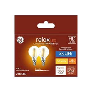 ge relax 40-watt eq soft white dimmable globe light bulb (2-pack)