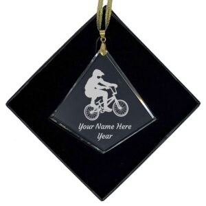 lasergram christmas ornament, bmx rider, personalized engraving included (diamond shape)