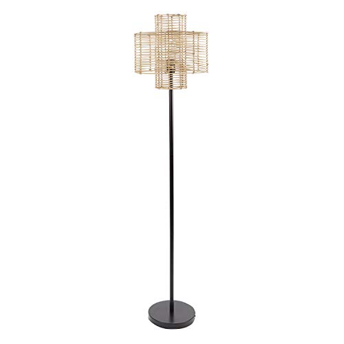 Silverwood Cyndi Rattan Floor Lamp, Black 15" L x 15" W x 64" H in