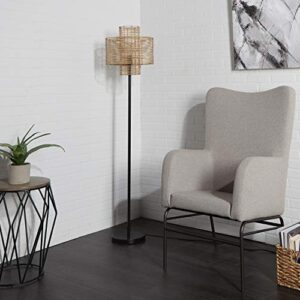 Silverwood Cyndi Rattan Floor Lamp, Black 15" L x 15" W x 64" H in