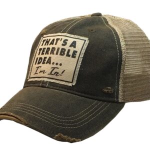 VINTAGE LIFE Women's Trucker Baseball Cap (Terrible Idea, I'm in (Black))