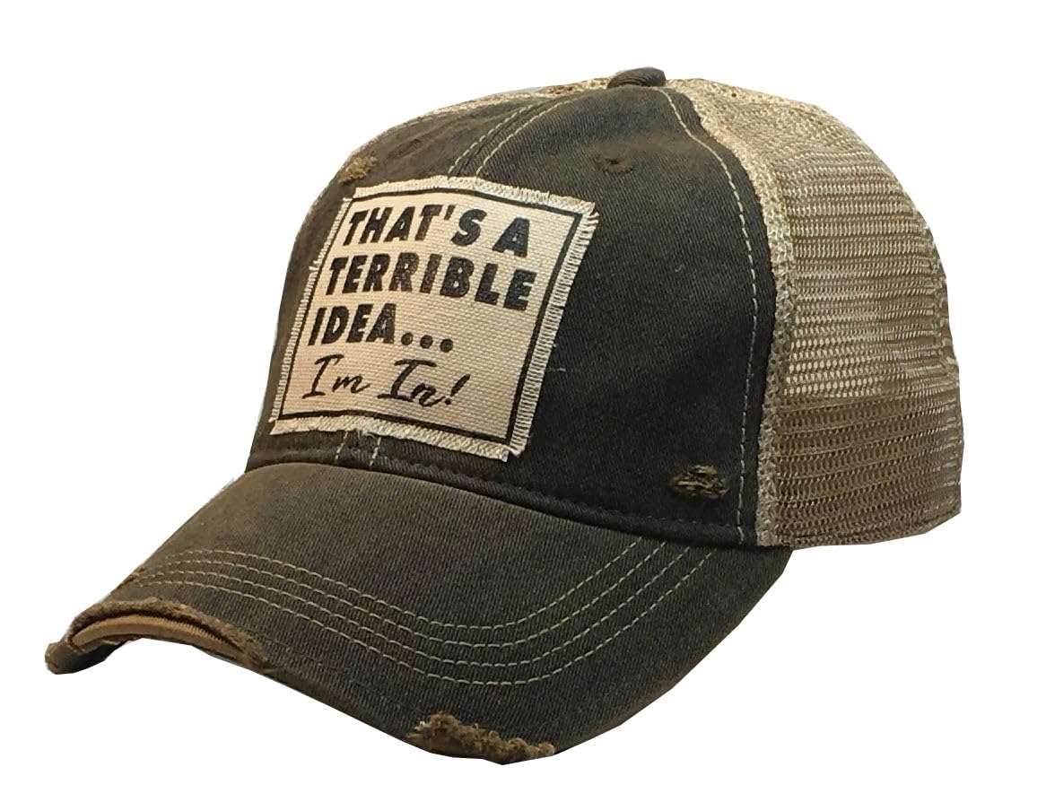 VINTAGE LIFE Women's Trucker Baseball Cap (Terrible Idea, I'm in (Black))