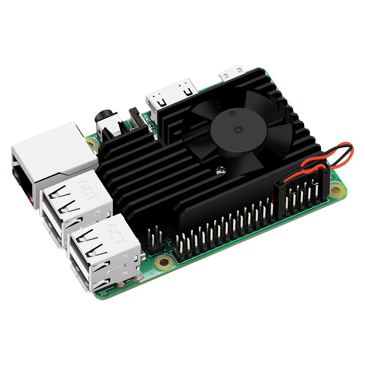 GeeekPi Fan Heasink Raspberry Pi 4, Pi Aluminum Heatsink Cooling Kit for Raspberry Pi 4B/3B/3B+ (B Plus)