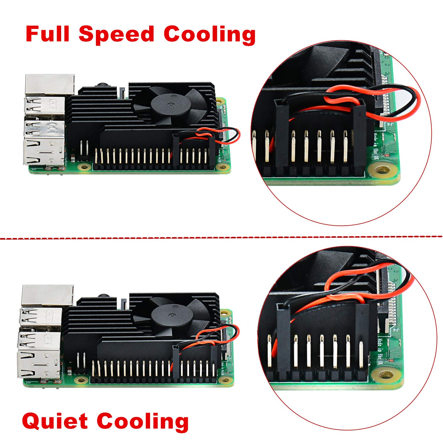 GeeekPi Fan Heasink Raspberry Pi 4, Pi Aluminum Heatsink Cooling Kit for Raspberry Pi 4B/3B/3B+ (B Plus)