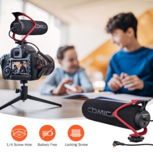 comica Universal Video Microphone, CVM-V30 LITE Super-Cardioid Directional Shotgun Camera Microphone for Canon Nikon Sony Fuji DSLR Cameras and iPhone Android Smartphones(Red)