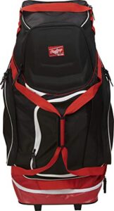 rawlings | r1502 wheeled catcher's bag | baseball/softball | scarlet