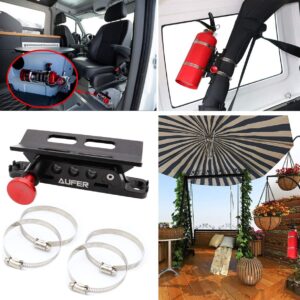 AUFER 1 Year Warranty-Universal Adjustable Roll Bar Fire Extinguisher Mount Holder Compatible with for Jeep Wrangler Gladiator Bronco UTV Polaris RZR Ranger Can Am Camper Van ATV Boat,Aluminum