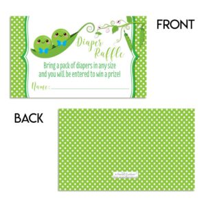 Two Peas In A Pod Twin Boys Diaper Raffle Tickets for Baby Showers, 20 2" X 3” Double Sided Insert Cards for Games by AmandaCreation, Bring a Pack of Diapers to Win Favors & Prizes!