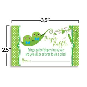 Two Peas In A Pod Twin Boys Diaper Raffle Tickets for Baby Showers, 20 2" X 3” Double Sided Insert Cards for Games by AmandaCreation, Bring a Pack of Diapers to Win Favors & Prizes!