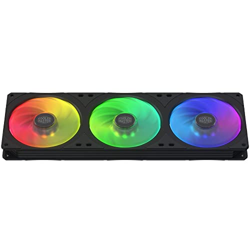 Cooler Master MasterFan SF360R ARGB 360mm All-In-One Square Frame Fan w/ 24 Independently-Controlled ARGB LEDS, Cable Management, PWM Control Fan for Computer Case and CPU Liquid Cooler