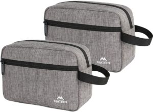 matein toiletry bag for men (2 packs), waterproof dopp kit bathroom shaving bag for toiletries, small accessories small cosmetics & makeup organizer for traveling