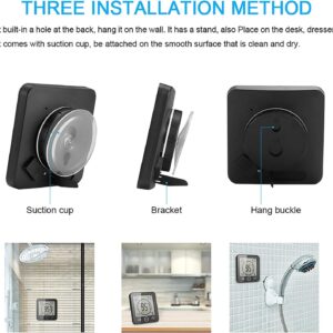 Shower Clock Waterproof Wall Clock Bathroom Clock Sunsbell Shower Cock Digital Temperature Humidity Display with Suction Cup, Touch Screen Timer for Kitchen Bathroom