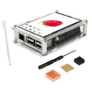 dorhea raspberry pi 3 b+ tft touch screen display monitor,3.5 inch lcd 320x480 display + touch pen + protective case + heatsink for raspberry pi 3 model b, pi 2 model b, pi model a+ a