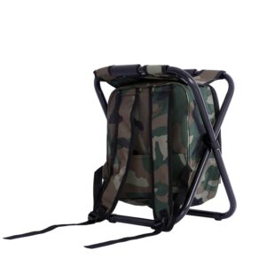 HisweetH Backpack Chair Foleable Camping Fishing Stool with Cooler Insulated Bags Multifunction Hunting Backpack Chair Stool for Outdoor Hiking Ice Fishing(Camouflage)