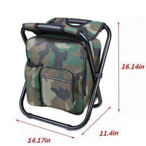 HisweetH Backpack Chair Foleable Camping Fishing Stool with Cooler Insulated Bags Multifunction Hunting Backpack Chair Stool for Outdoor Hiking Ice Fishing(Camouflage)