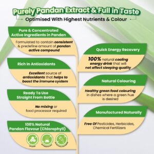 Pandan Extract Concentrate Liquid 200g | Fresh Bakery & Beverage Ingredients | Natural Standardized Plant Extract | Asian Gourmet Aromatic Baking , Cooking Ingredient