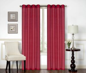 all american collection new elegant modern contemporary solid faux silk window treatment curtain (54" x 84", red panel)