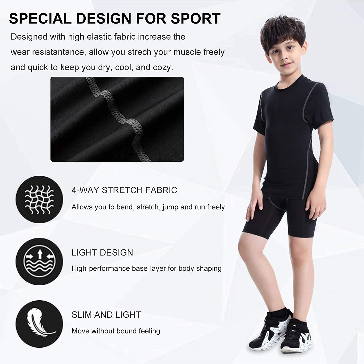 Sanke Sanke Soccer Sports Capri Compression Short Legging/Tights for Boys Girls, 3 Pack: Black*3, 10