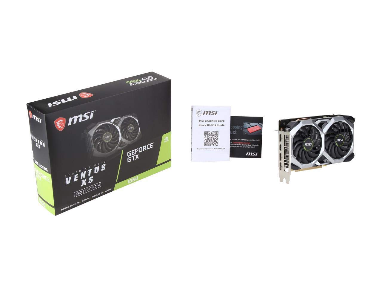 MSI Gaming GeForce GTX 1660 192-Bit HDMI/DP 6GB GDRR5 HDCP Support DirectX 12 Dual Fan VR Ready OC Graphics Card (GTX 1660 VENTUS XS 6G OC)