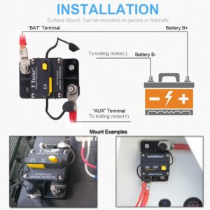 T Tocas 60 Amp Trolling Motor Marine Circuit Breaker 12V - 48V DC Switchable for Boat Marine Car Audio Battery Solar System IP67 60A