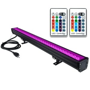 wall washer led lights,108w rgbw color changing led strip lights with rf remote,120v, 3.2ft/40 "linear rgb led lights bar for outdoor/indoor lighting projects carnival party stage bar decor