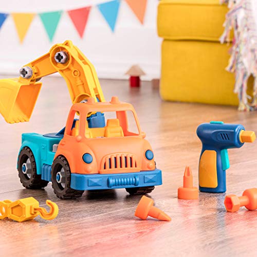 Battat- Wonder Wheels- Take-Apart Crane Truck – Toy Crane Truck With Drill For Kids – STEM Toy- Developmental Toy – 3 Years +