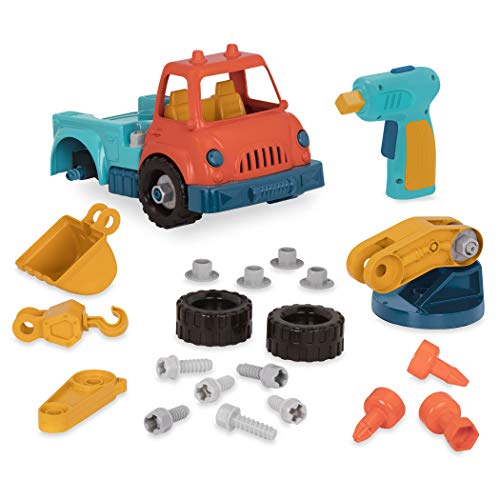 Battat- Wonder Wheels- Take-Apart Crane Truck – Toy Crane Truck With Drill For Kids – STEM Toy- Developmental Toy – 3 Years +