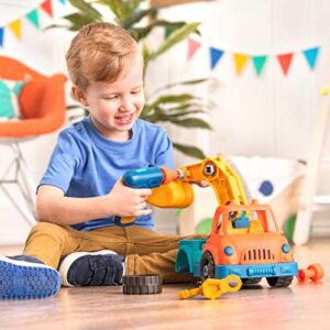 Battat- Wonder Wheels- Take-Apart Crane Truck – Toy Crane Truck With Drill For Kids – STEM Toy- Developmental Toy – 3 Years +