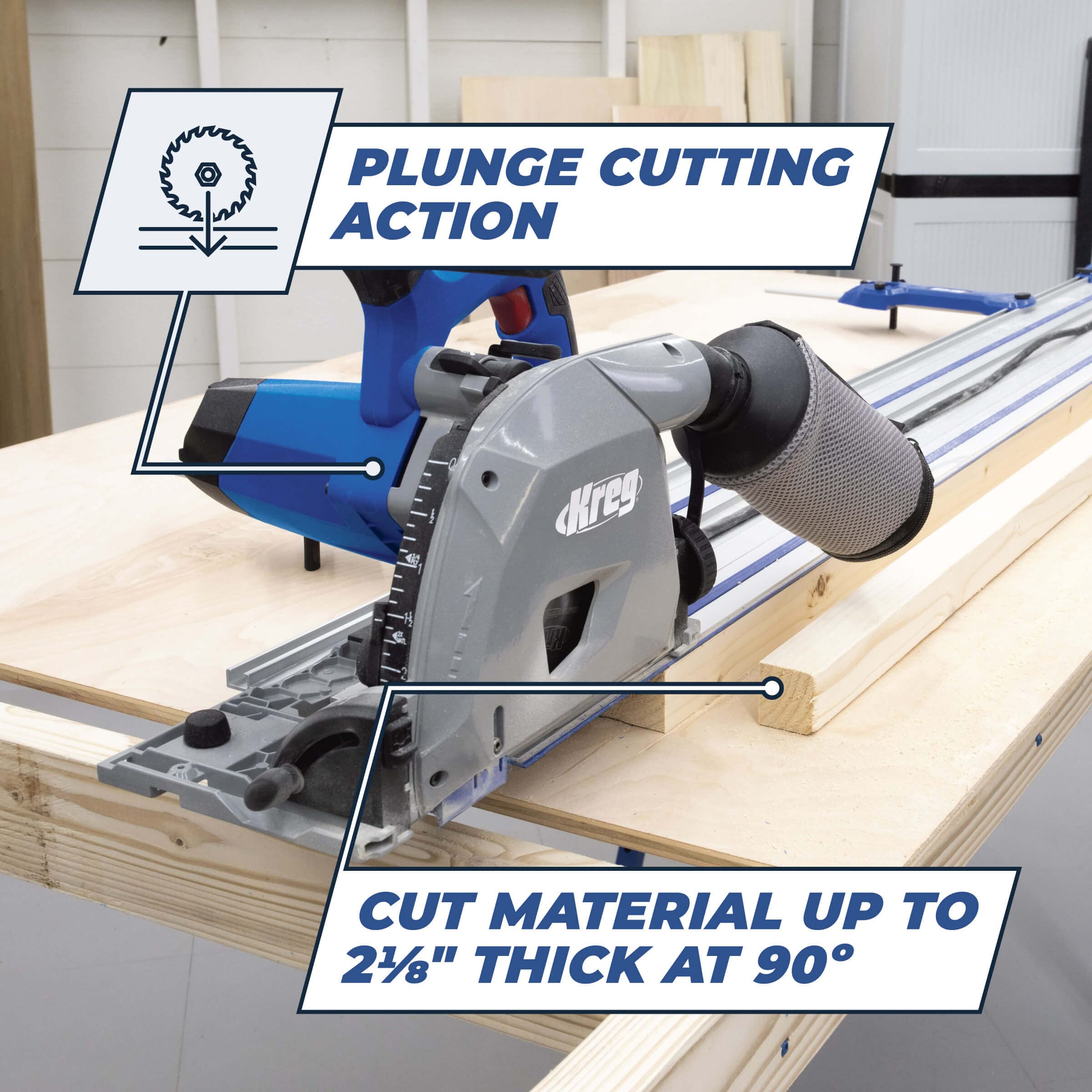 Kreg ACS-SAW Adaptive Cutting System Plunge Saw - Plunge Circular Saw - Cuts Solid Wood & Plywood - Adjustable Track Saw - Carpentry Tools & Accessories